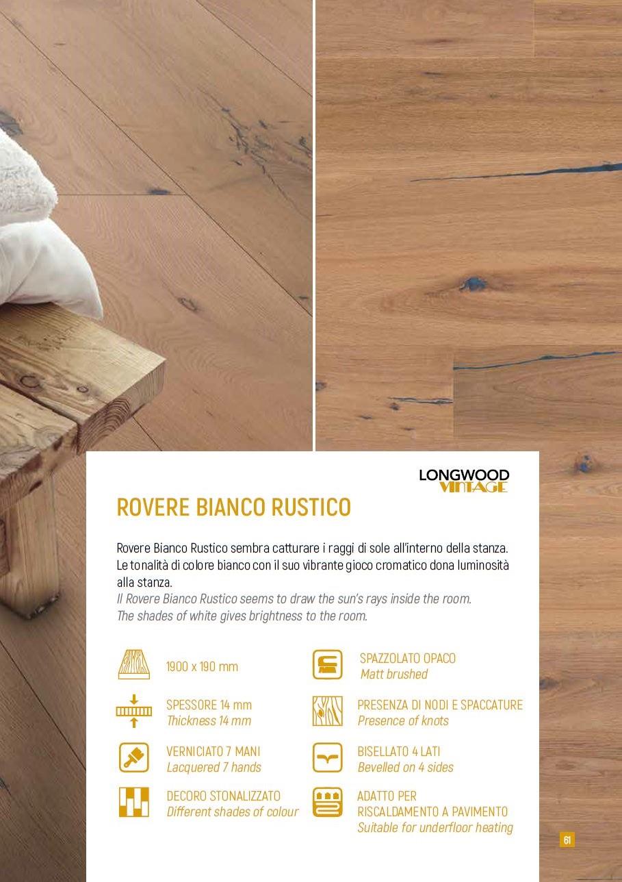 Pavimento in legno VIRAG Longwood Vintage Rovere Rustico Bianco