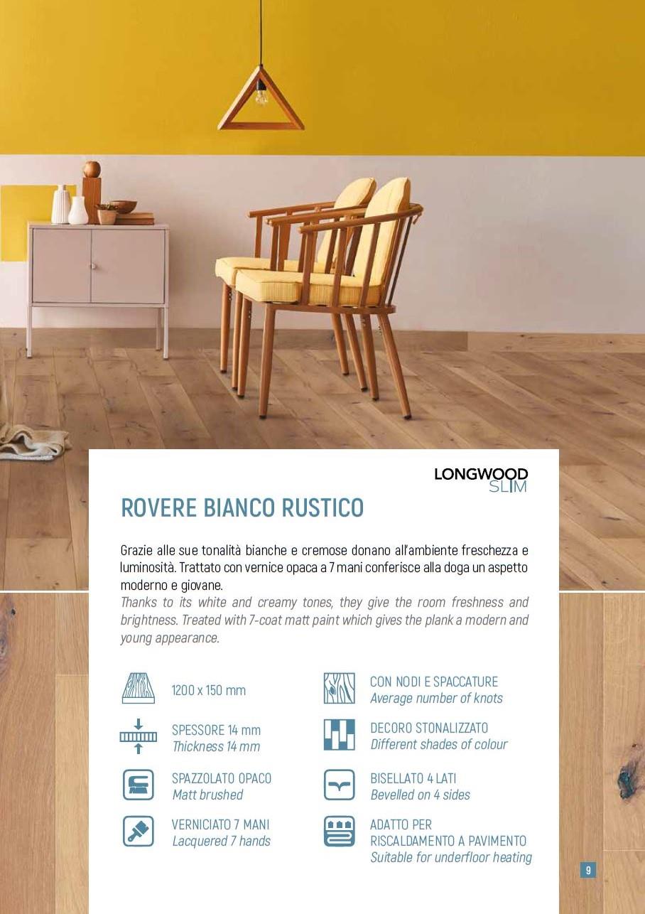 Pavimento in legno VIRAG Longwood Slim Rovere Rustico Bianco